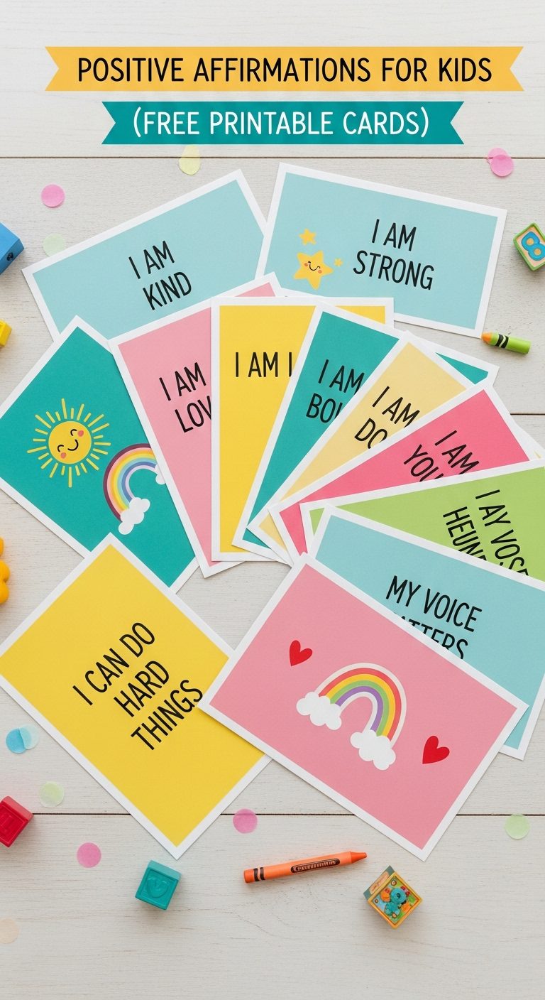 Positive Affirmations For Kids (FREE PRINTABLE CARDS)